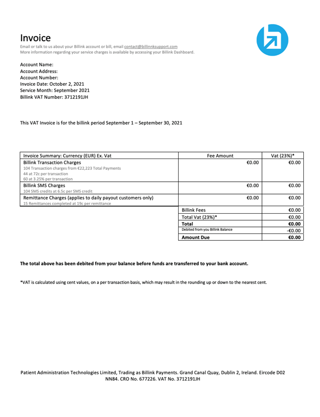 New Monthly Invoice Statement/Report | Billink