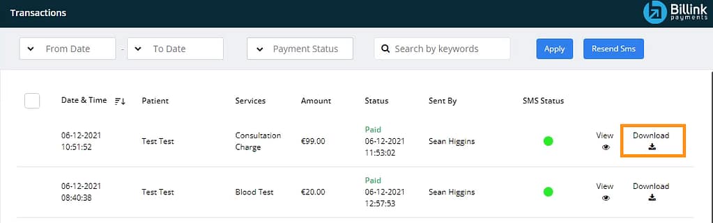 Downloadable receipts & new layout | Billink- Practice Administration ...