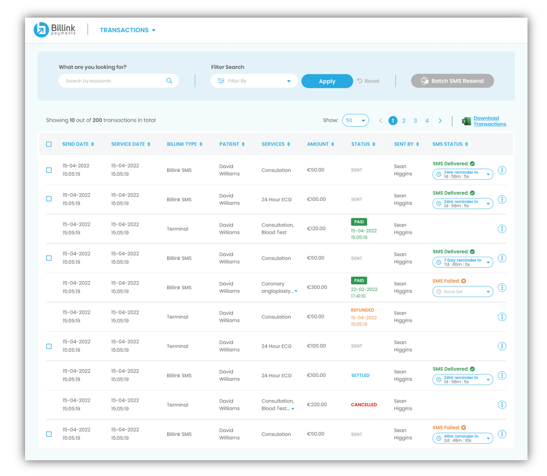 Transaction Page Overview | Billink