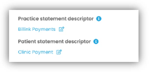 Statement Descriptors | Billink- Practice Administration Technologies Limited