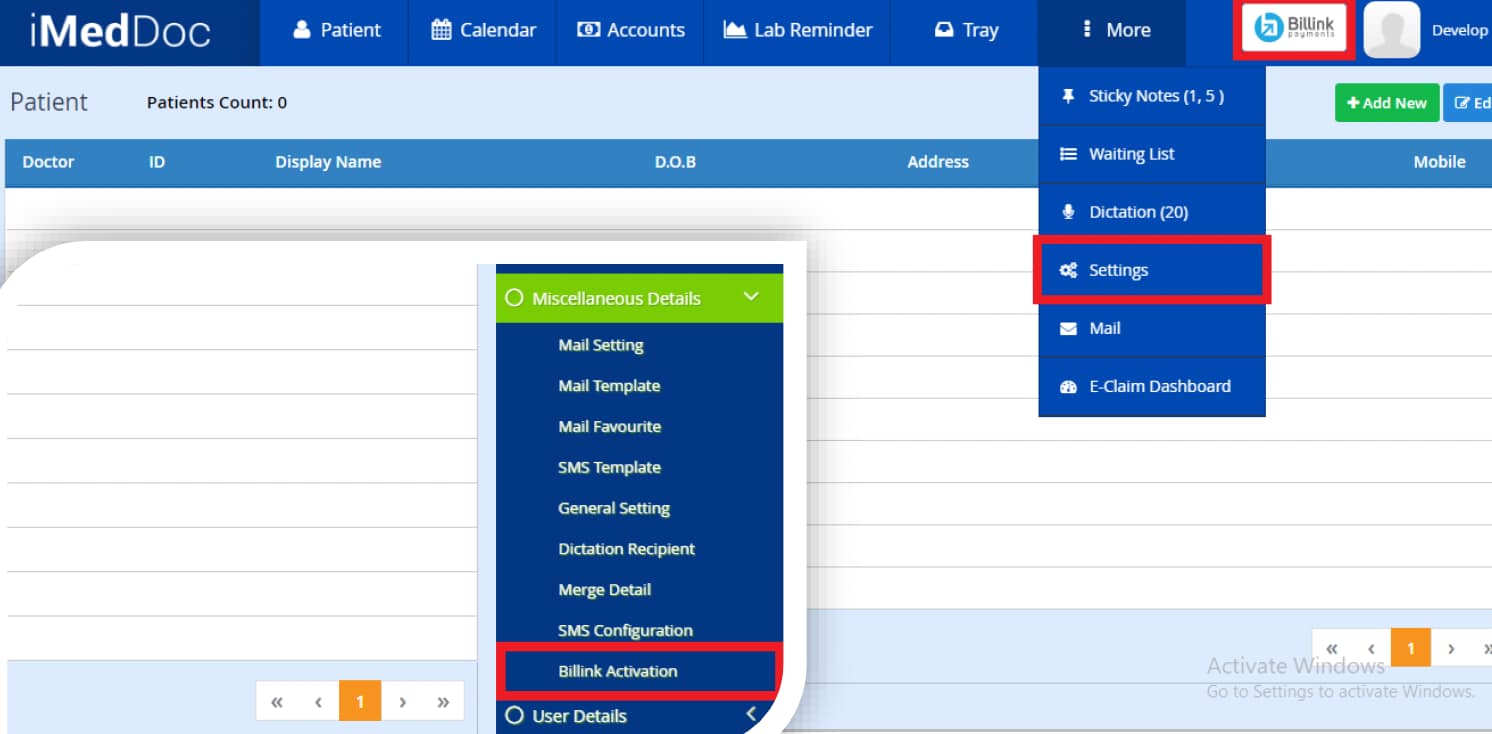 iMedDoc Billink User Guide | Billink- Practice Administration ...
